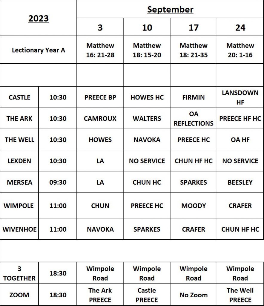 Preaching Plan - Colchester Methodist Churches