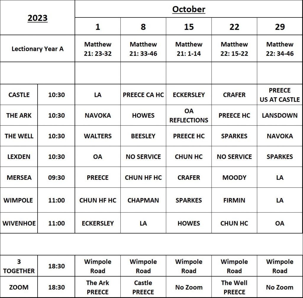 Preaching Plan - Colchester Methodist Churches