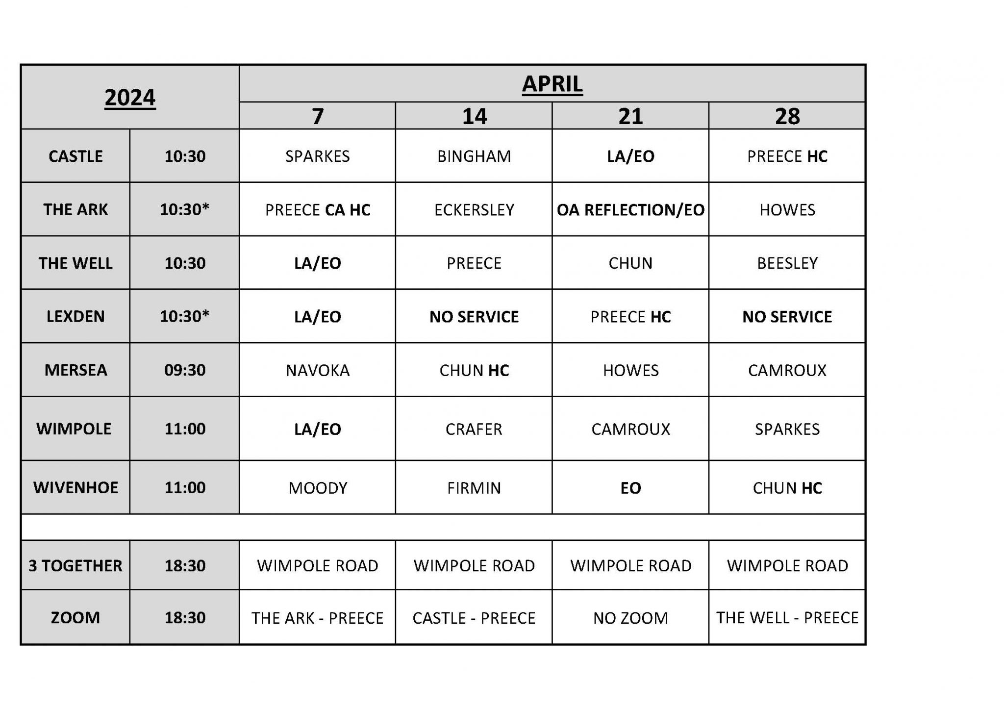 Preaching Plan - Colchester Methodist Churches
