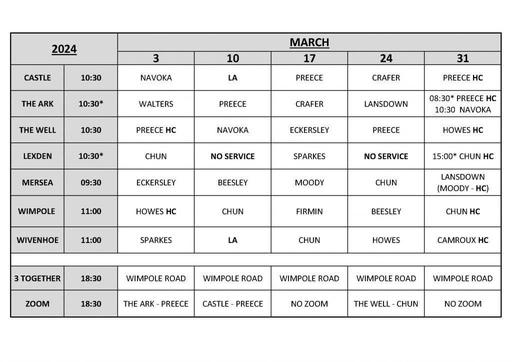 Preaching Plan - Colchester Methodist Churches
