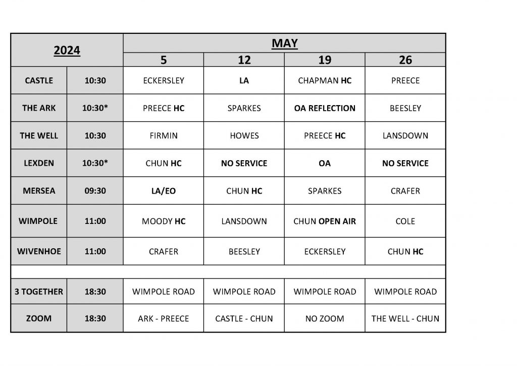 Preaching Plan - Colchester Methodist Churches